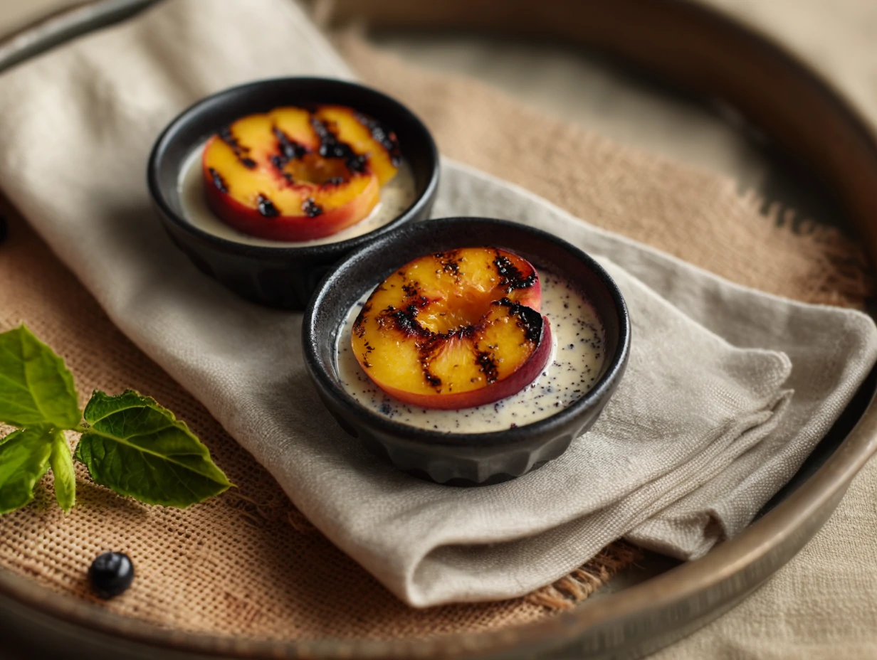 Grilled Peaches with Parve Blueberry "Crème Anglaise" - Kosher.com