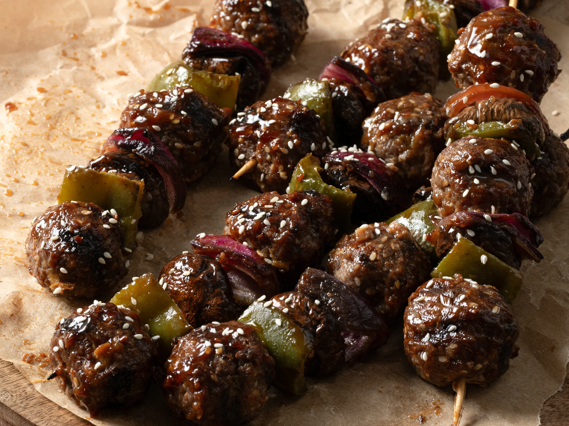 Charred Teriyaki Meatball Kabobs - Kosher.com